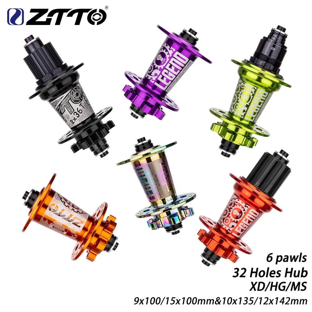 ZTTO MTB Hub Bike 6 Pawls Disc Brake Hub 32Hole Hub XD/HG/MS Thru Axle ...