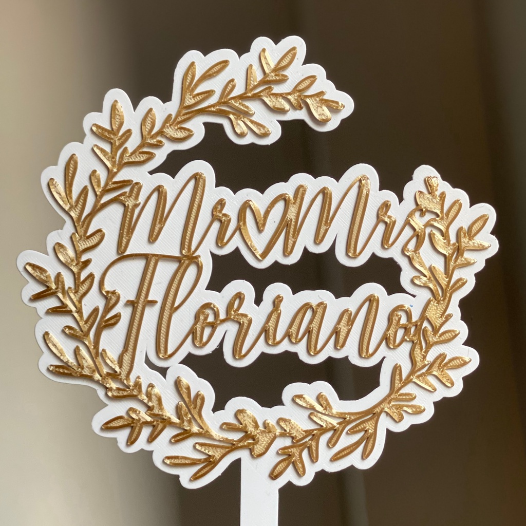 Wedding Cake Topper Minimalist Aesthetic Custom Cake Topper (Thick ...