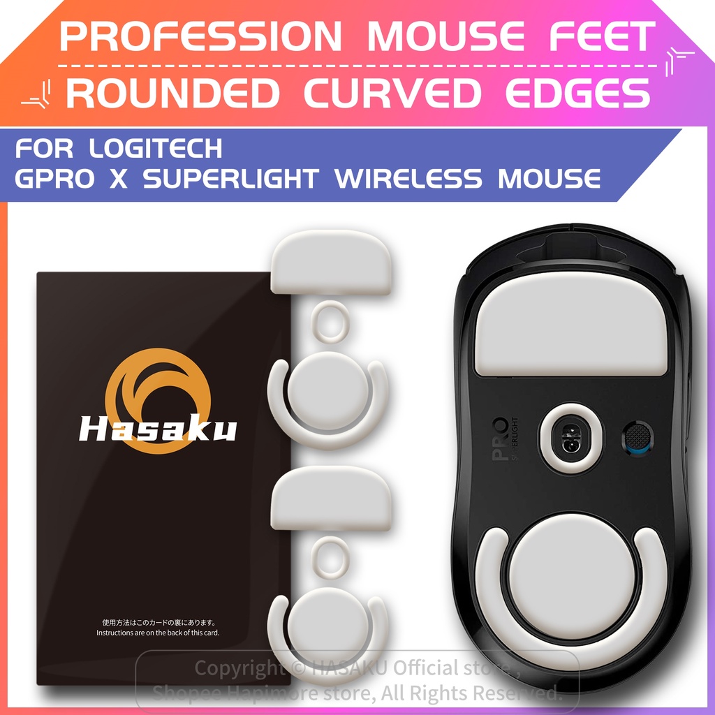 2Sets HASAKU Rounded Curved Edges Mouse Feet Skates for Logitech G PRO ...