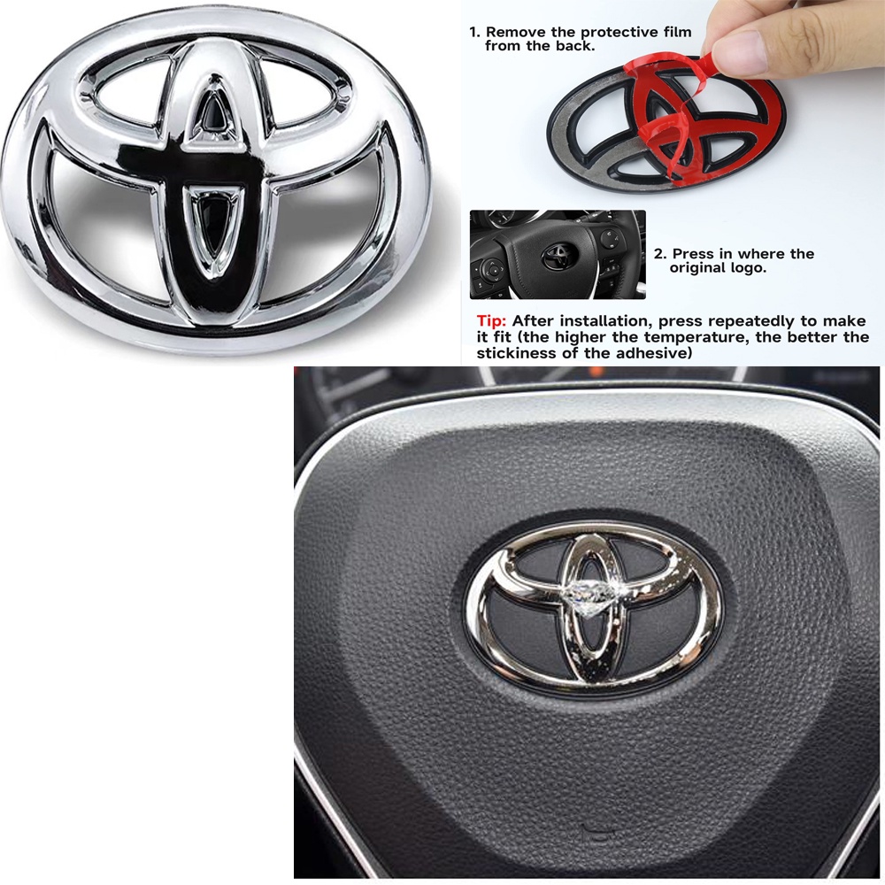 TOYOTA Car Steering Wheel Emblem Badge Sticker For Toyota Avanza Vios ...