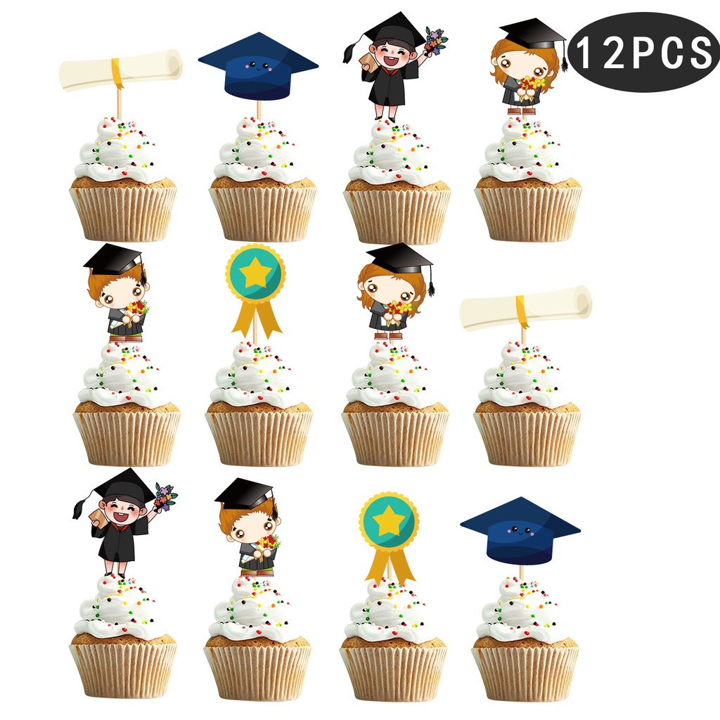 12 Pieces 2024 Congrats Grad Cupcake Toppers, Congratulations 2024 ...
