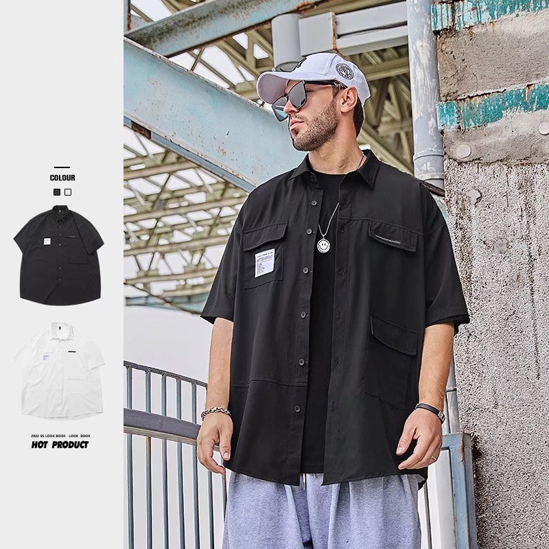 M-8XL Men's large short-sleeved shirt Versatile coat for lovers ...