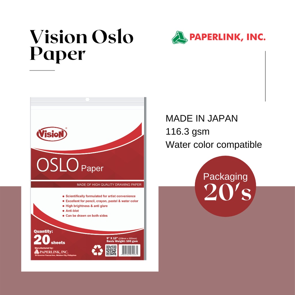 VISION OSLO PAPER HIGH QUALITY 116.3GSM 9"X12" SOLD PER PACK (20 SHEETS) | Shopee Malaysia