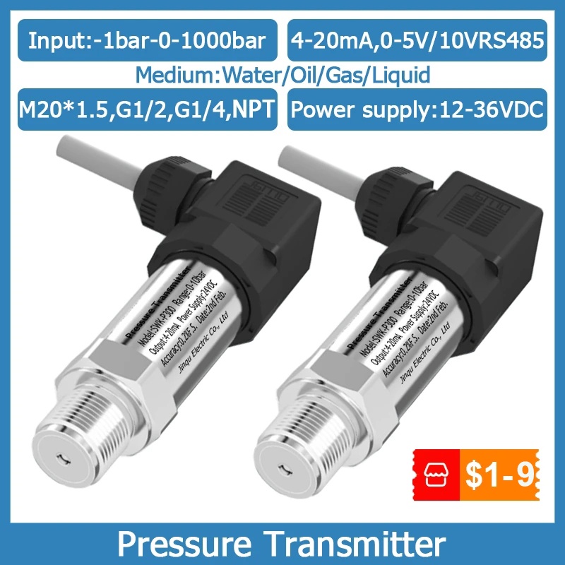 Pressure Transmitter 4-20mA 0-5V 10V RS485 Output Water Gas Oil Liquid Pressure Transducer G1/4 ...