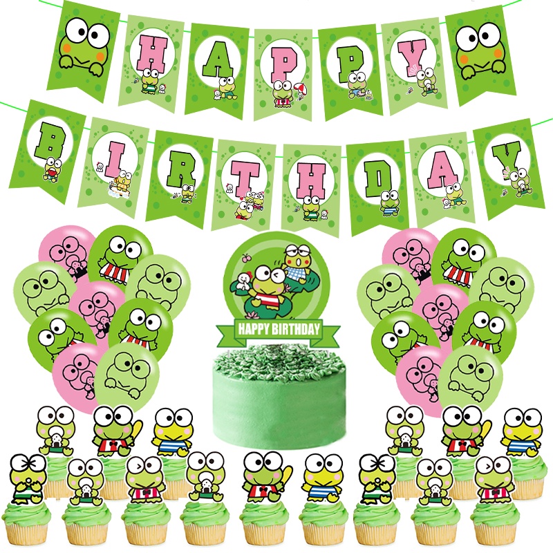 Sanrio KEROKERO KEROPPI Frog Balloons banner cake toppers Birthday ...