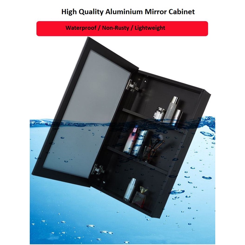 LUXE Kabinet Toilet Aluminum Bathroom Cabinet with Mirror Large Storage ...
