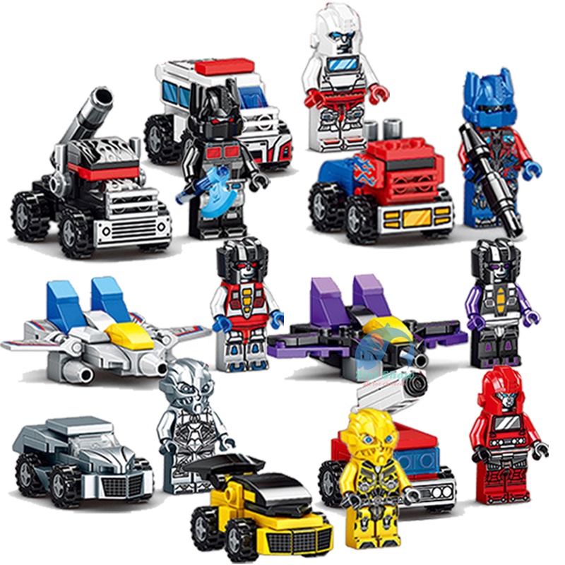16pcs Transformers Building Blocks Minifigures Optimus Prime Mini Truck ...