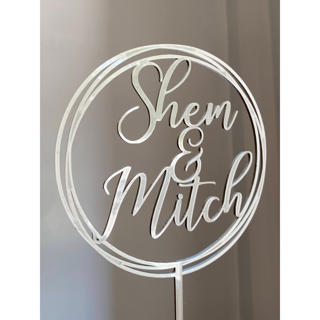 Wedding Cake Topper Minimalist Aesthetic Custom Cake Topper (Thick ...