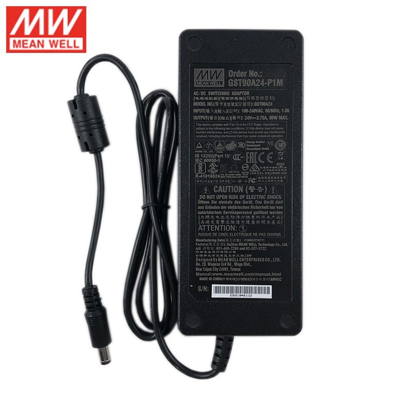 GST90A24-P1M MEAN WELL Industrial Level VI Desktop Adapter 110V/220V AC ...