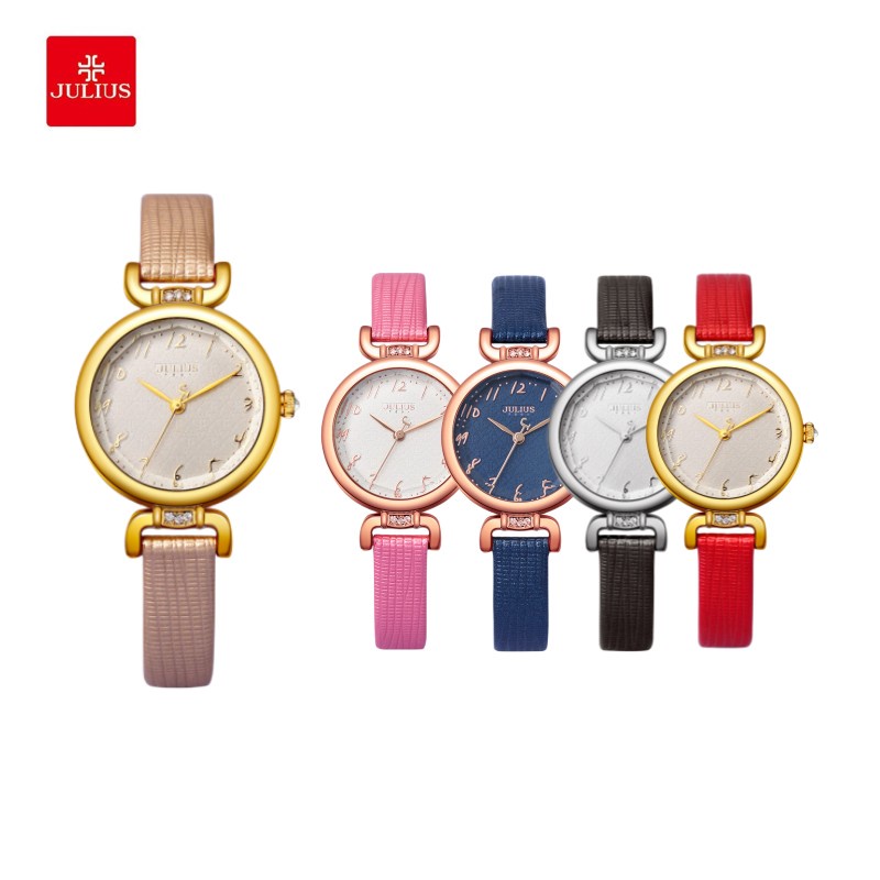 Julius Heart Shaped Stereoscopic Mirror Face Slim Women's Watch JA-854 ...
