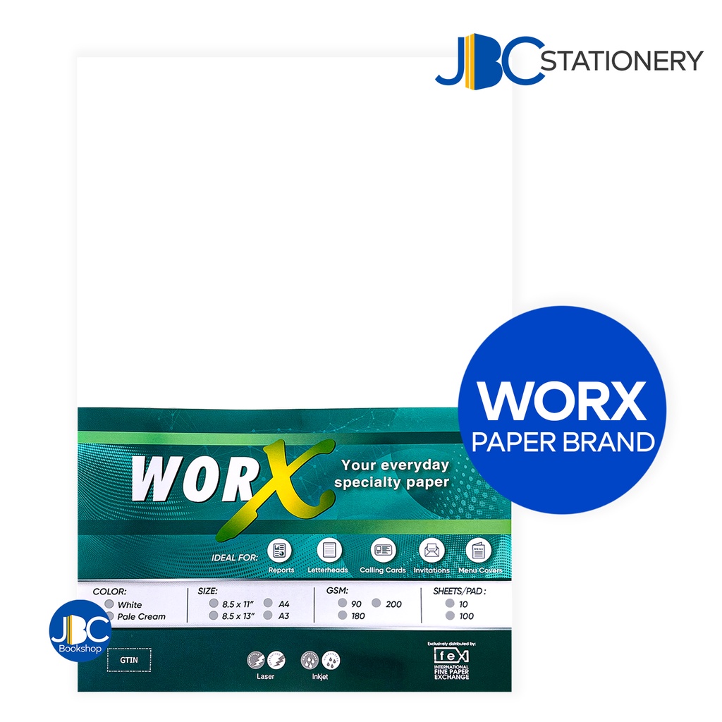 Worx Specialty/Board Paper 10 Sheets 90/180/200gsm White Short/Long/A4 ...
