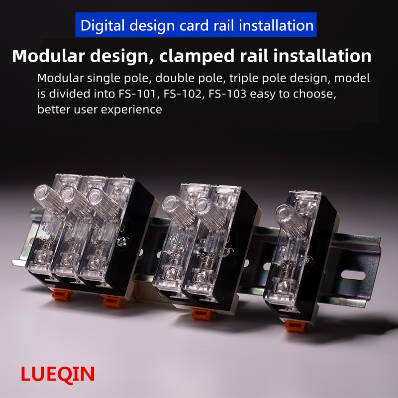AC220V Guide Rail Type FS-101 Fuse Base Card Display Tube Holder FS-102 ...