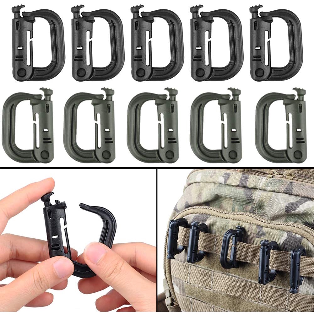 LUC Outdoor 10pcs/Lot Multipurpose Small D-Ring Locking Hook Clip Snap ...