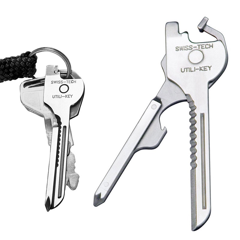 6 in1 Stainless Steel Multi tool Keychain Utiliity EDC Camping Swiss ...