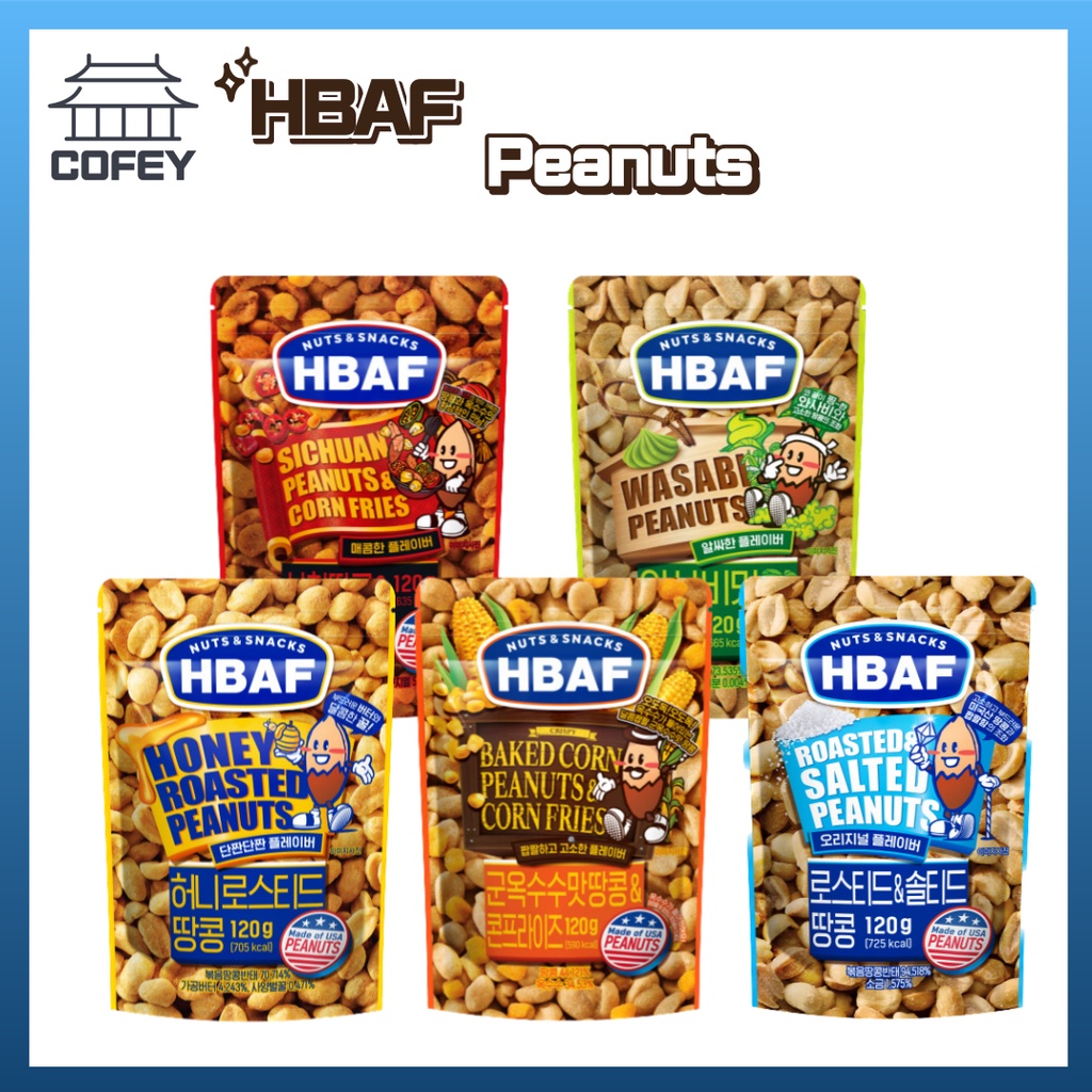 [HBAF] Peanuts / Almond / Nuts / Korean Snack / 5 Flavors / Honey Roasted, Roasted and salted ...