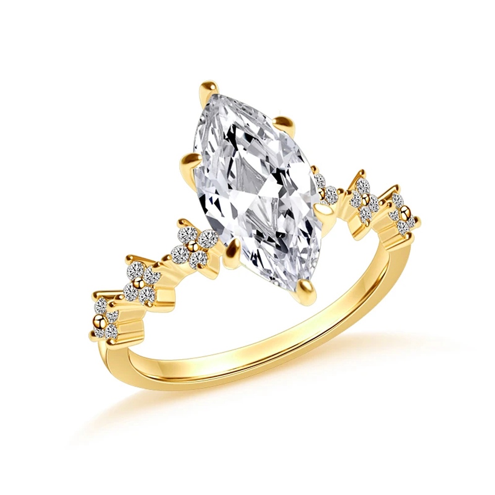 Luxury 925 sterling silver Crystal Marquise Cubic Zircon Wedding Rings ...