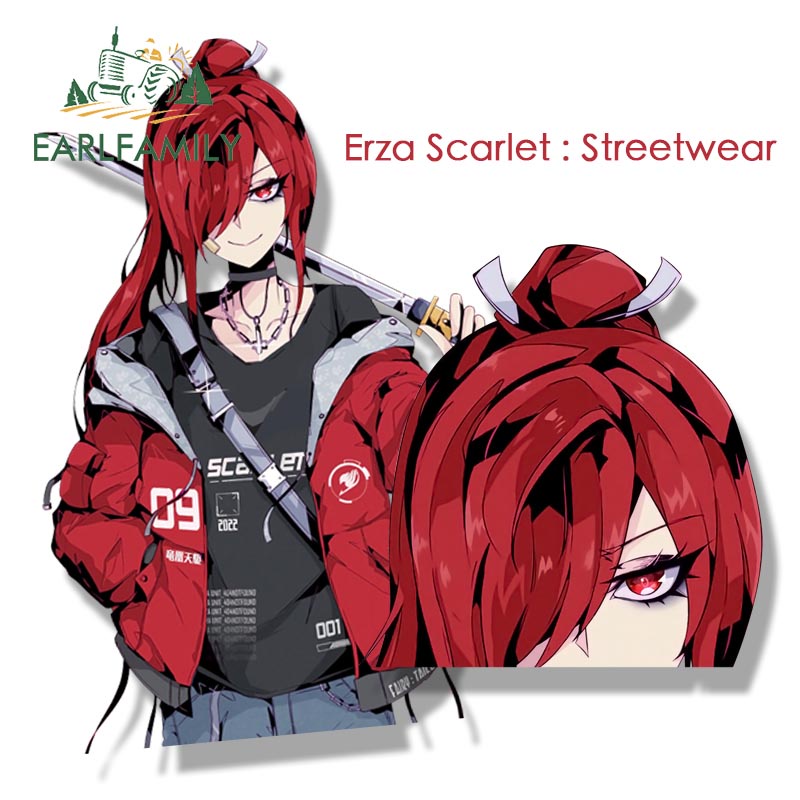 EARLFAMILY Streetwear Erza Scarlet Fanart Car Sticker Janpan Anime ...