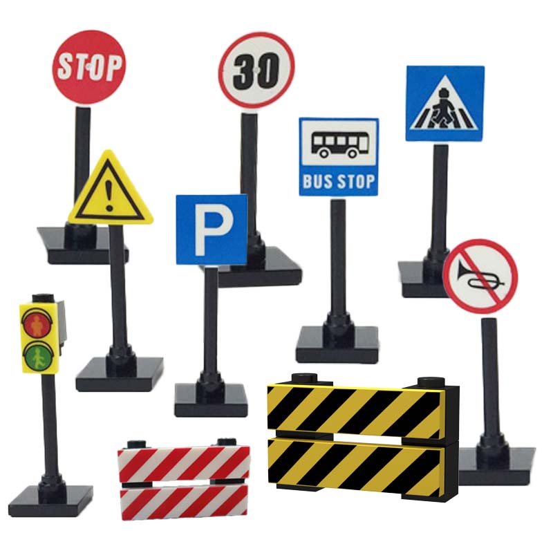 City Road SignsTraffic Signal Lamp Roadblock MOC Building Blocks ...