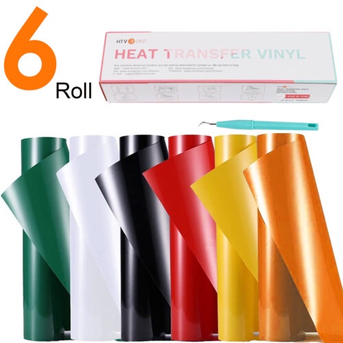 HTVRONT 6 Rolls Heat Transfer Vinyl 12in*5FT/30cmx150cm Set PU HTV DIY ...