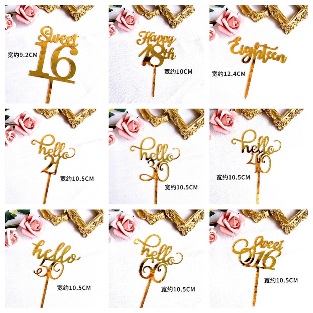 Acrylic Happy Birthday Cake Topper Birthday Number Cake Topper for ...