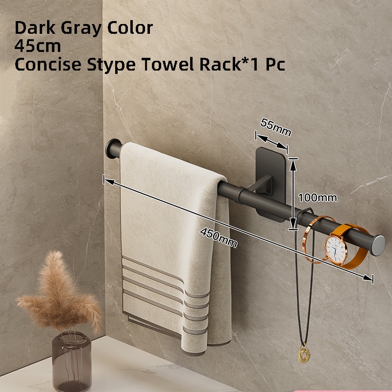 MOMO LIFE Hanger Bath Wall Hanging Black Bar White Rod Bathroom Shelf ...