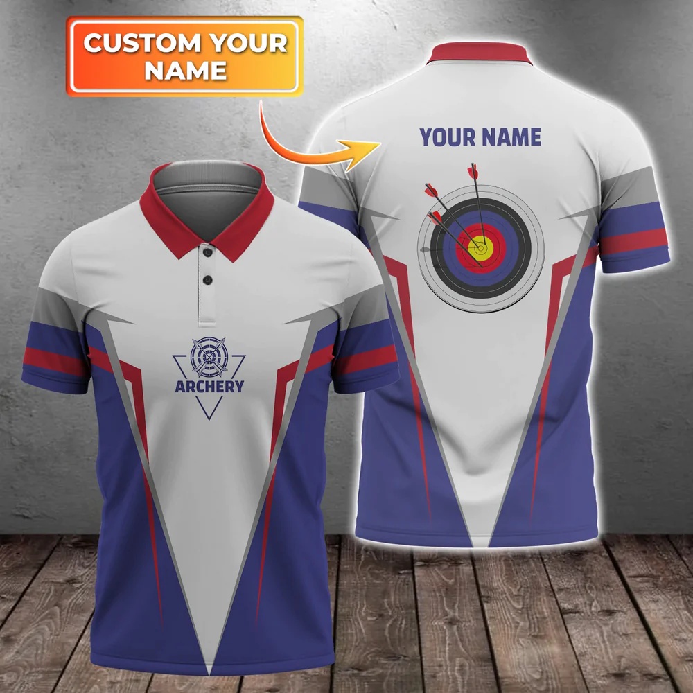 Men's archery T-shirt Custom name Short sleeve Polo Shirt 3D printing ...