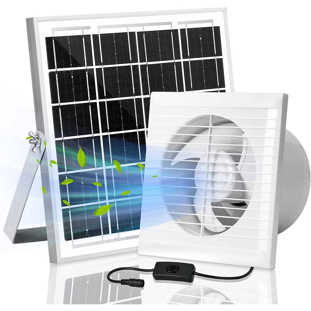 Solar exhaust fan, 8W waterproof solar panel+8-inch louver exhaust fan ...