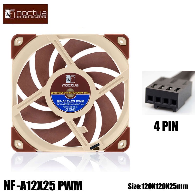 Noctua NF-A12X25R PWM 120mm Case Fan Round Frame New Sterrox® Liquid ...