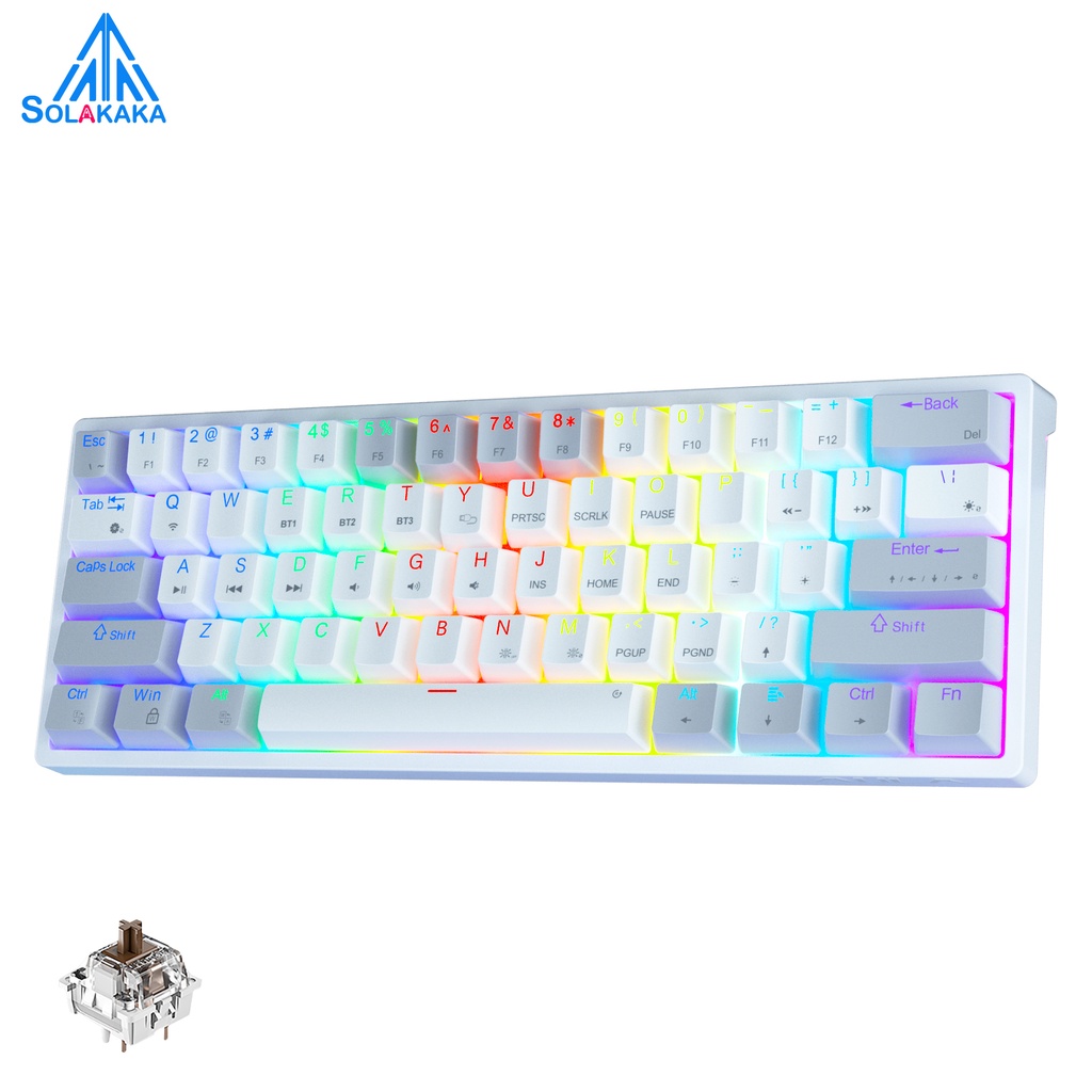 SOLAKAKA SK961 61 Keys Bluetooth 5.0&Wired Three Mode Mechanical ...
