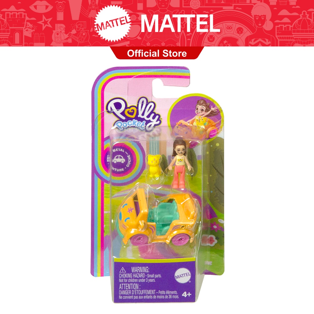 Polly Pocket Pollyville Single Die-Cast Vehicle with Micro Doll & Pet ...