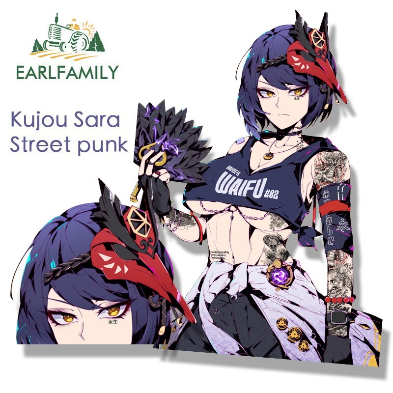 EARLFAMILY Street Punk Kujou Sara Peeker Car Sticker Anime Genshin ...