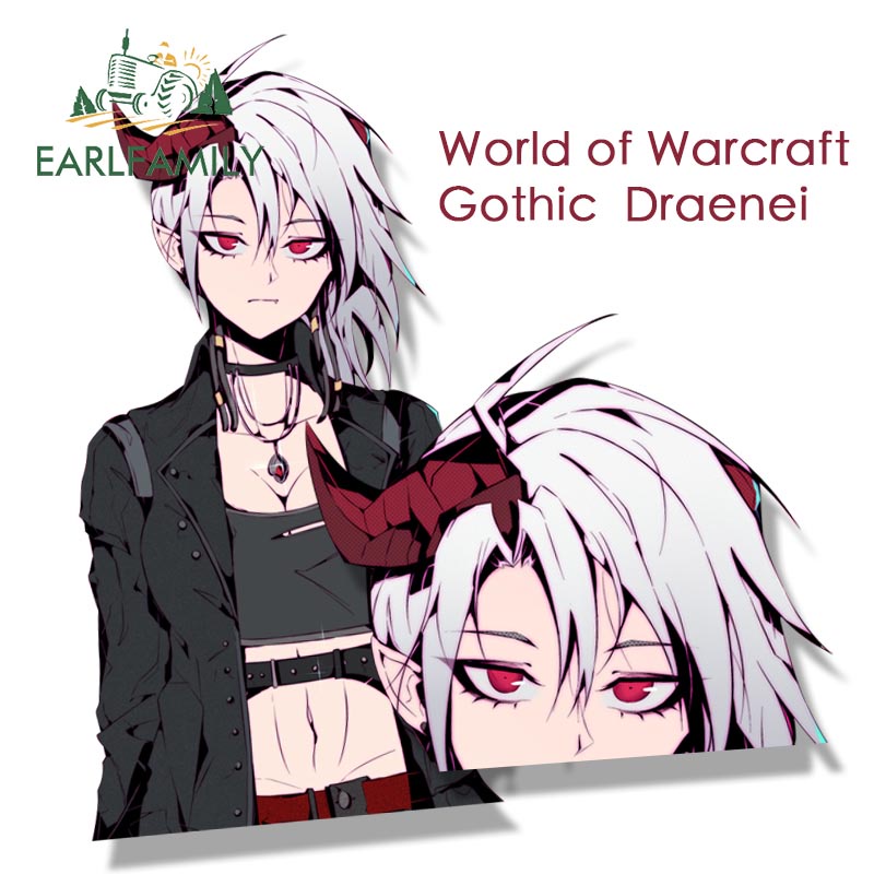 EARLFAMILY Gothic Draenei Peeker Car Sticker Cartoon Punk Streetwear ...