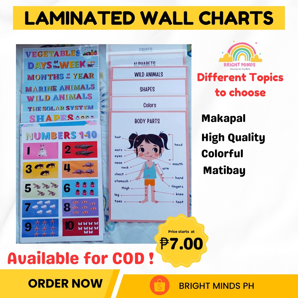 LOW PRICE & HIGH QUALITY!! A4 SIZE LAMINATED WALL CHARTS FOR KIDS ...
