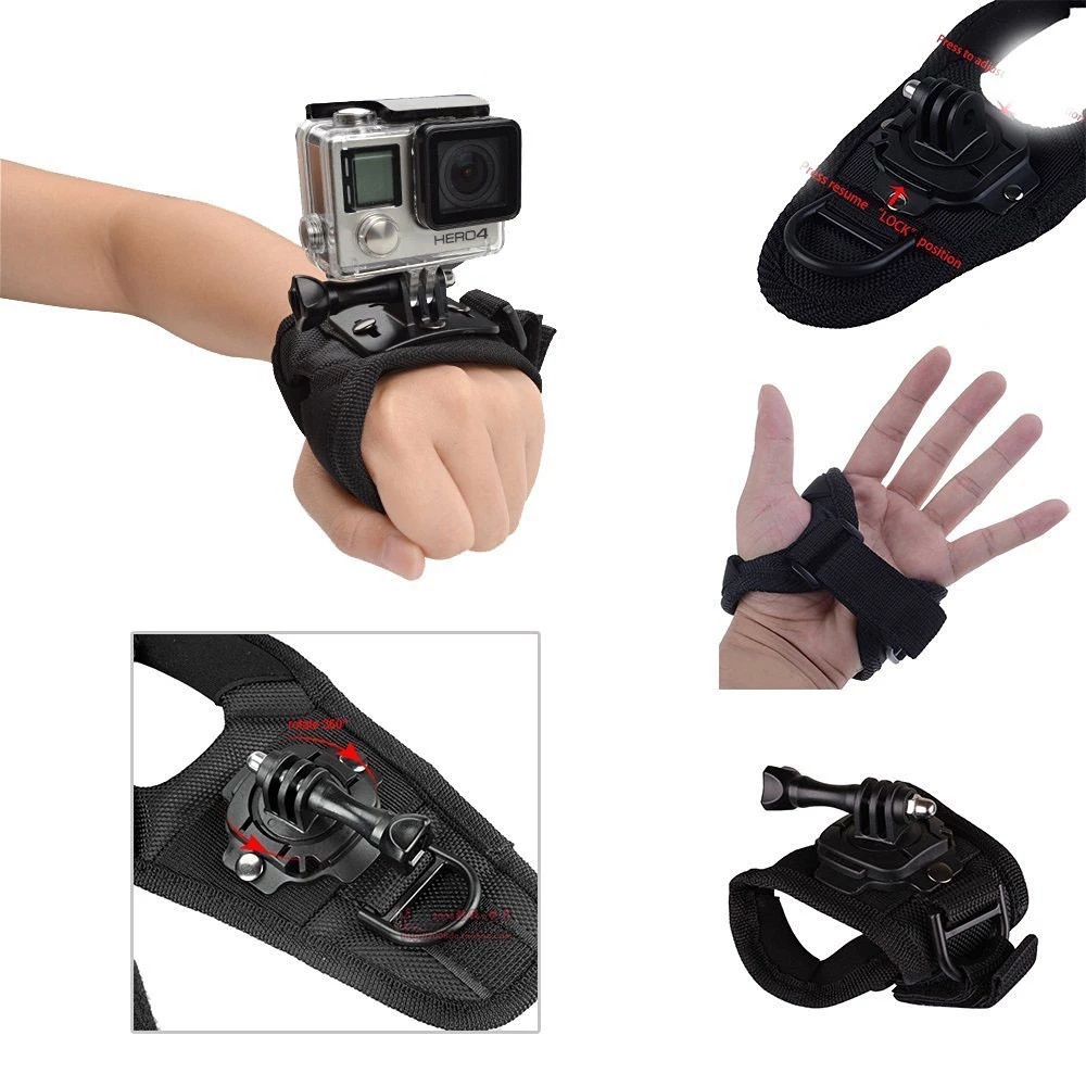 Glove Wrist Band 360 Degree Swivel Rotation Hand Strap Tripod Mount For ...