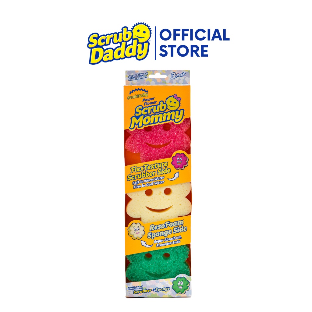 Scrub Daddy Sponge Set - Scrub Mommy Power Flower Dual- Sided Sponge ...