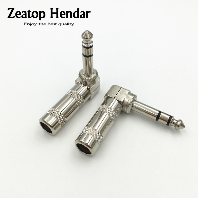 1Pcs Brass 6.35 mm 1/4 inch 3 Pole Stereo Jack Right Angle 90 TRS Male ...