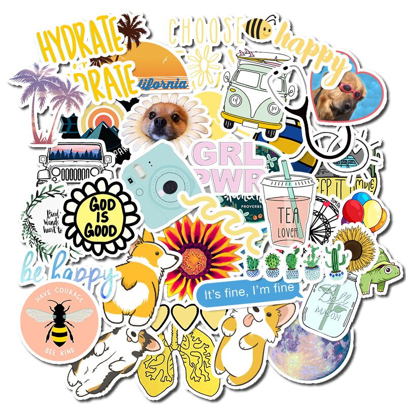 Original VSCO Small Fresh Sticker Suitcase Water Cup Graffiti Sticker ...