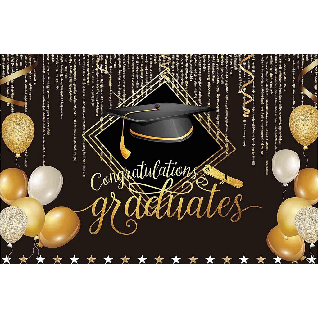 7x5ft 2023 Class Graduation Photography Backdrop Black and Gold ...