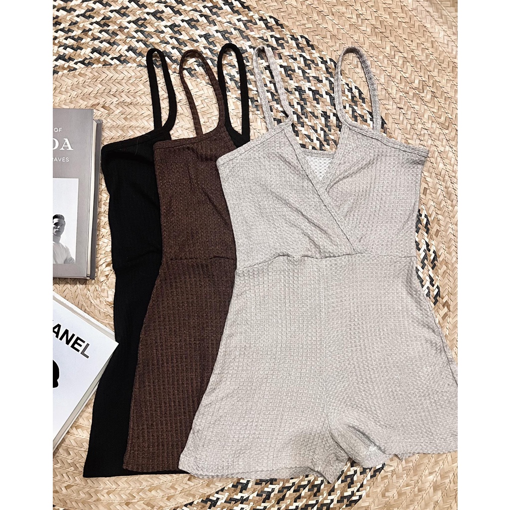 Overlap romper for women waffle romper Korean aesthetic minimalist ...