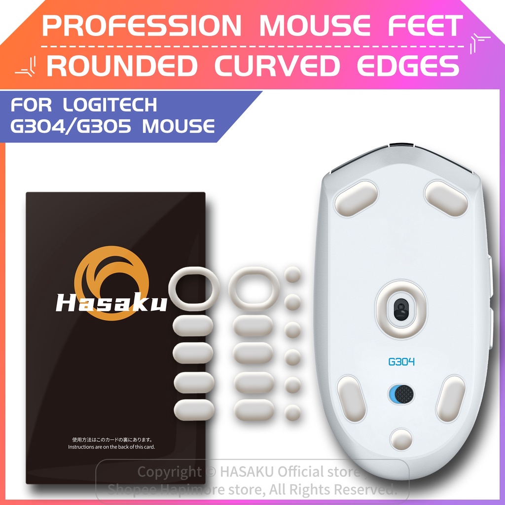 2Sets HASAKU Rounded Curved Edges Gaming Mouse Feet Skates for Logitech ...