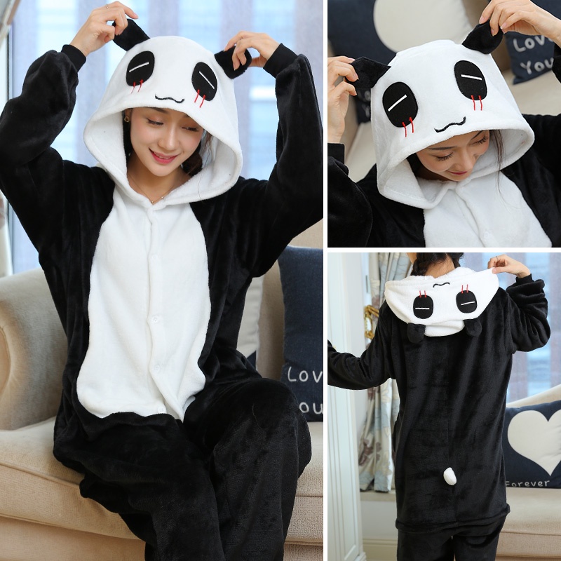 Kigurumi Panda Stitch Pikachu Cartoon Onesies Girls Flannel Pajamas ...