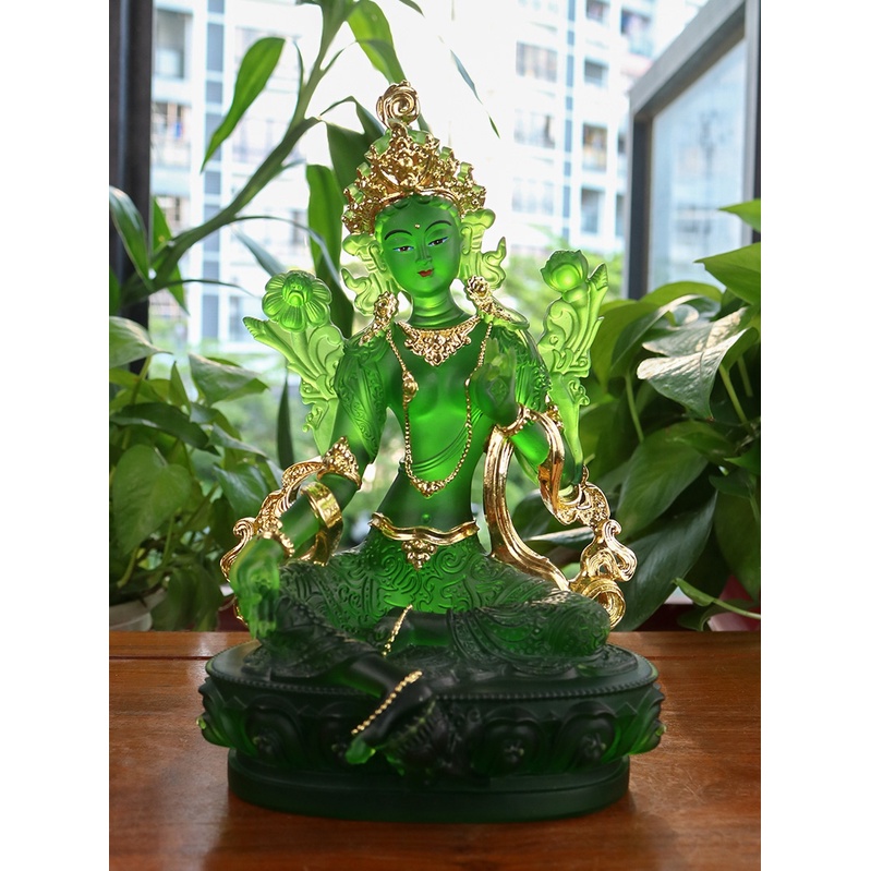 Zen Yue Buddhist Art Ancient Method Glaze Paste Gold Green Tara Buddha ...