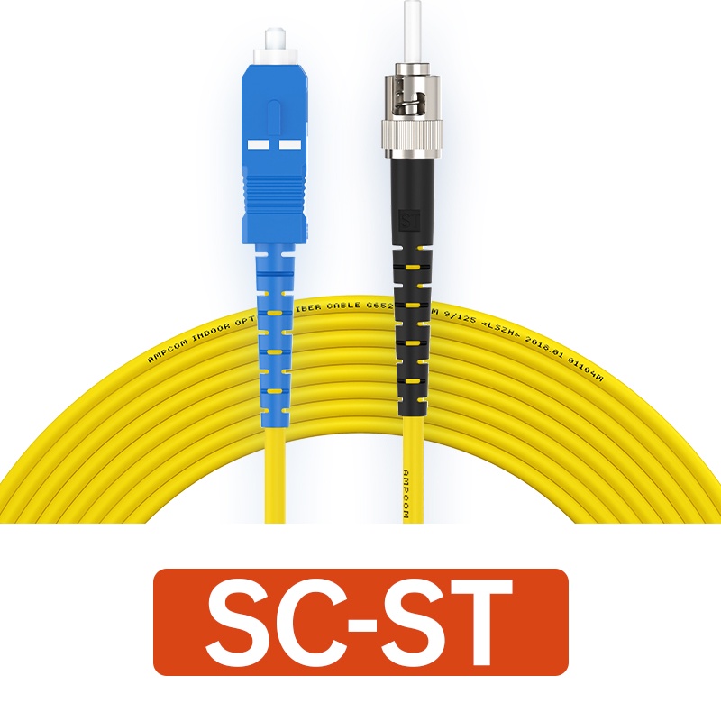 AMPCOM SC LC FC ST Optical Fiber Patch Cable Simplex 9/125μm UPC To UPC Single-mode Jumper Patch ...
