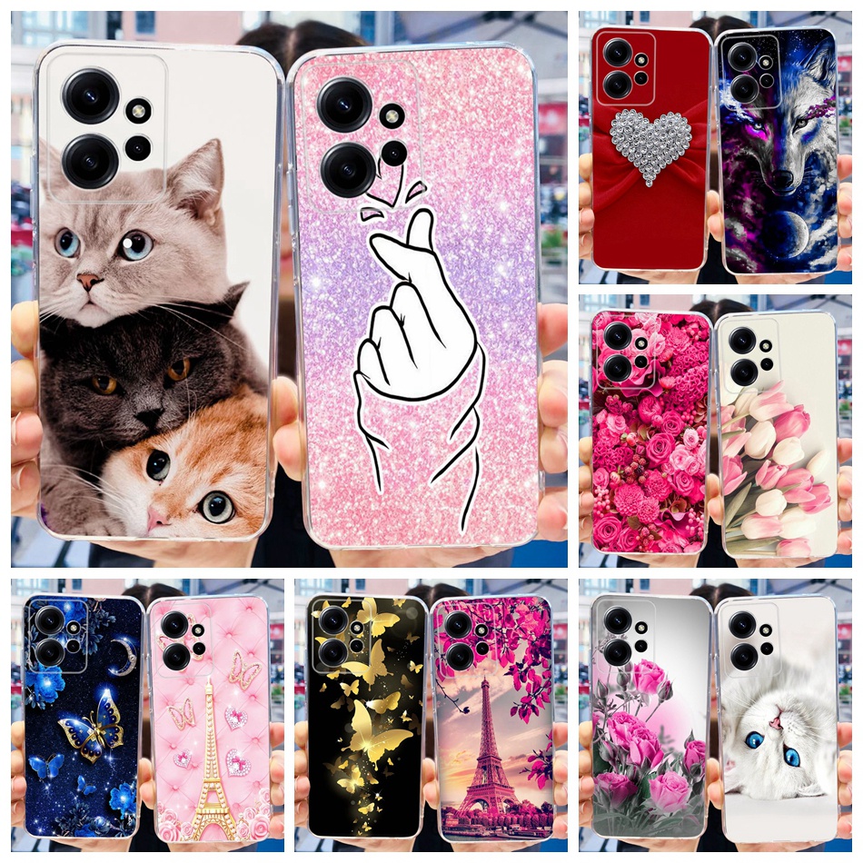 Xiaomi Redmi Note 12 4G Global Phone Casing Cute Cat Finger-Heart ...