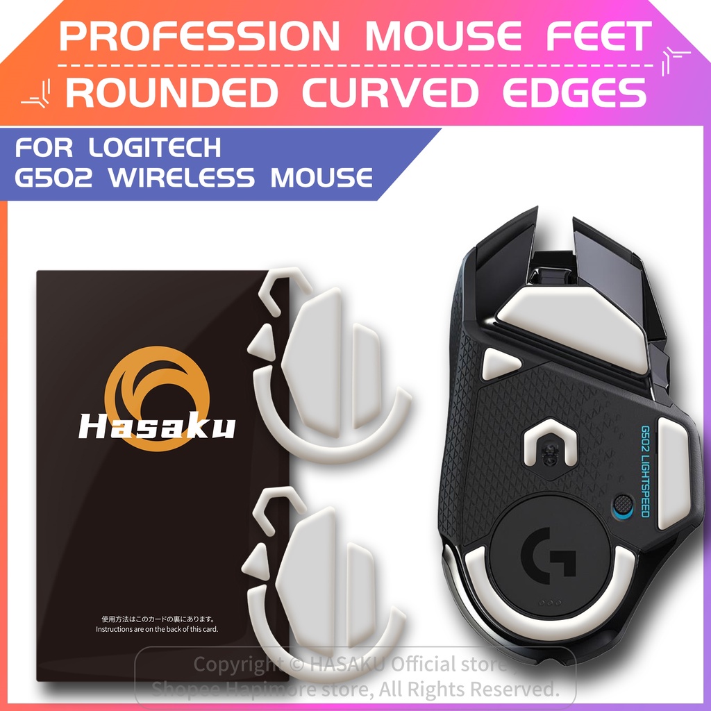 2Sets HASAKU Rounded Curved Edges Gaming Mouse Feet Skates for Logitech ...