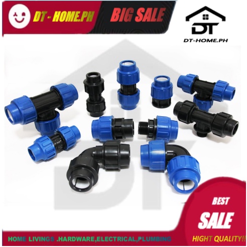 PER PCS PE Compression Fittings for pe and pvc pipes 1/2" 3/4" 1" elbow tee coupling adapter ...