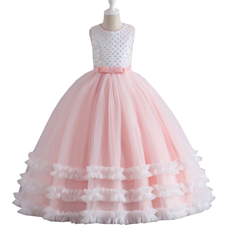 Fluffy Girl Long Dress Kids Wedding Dresses For Girls Children Costumes ...