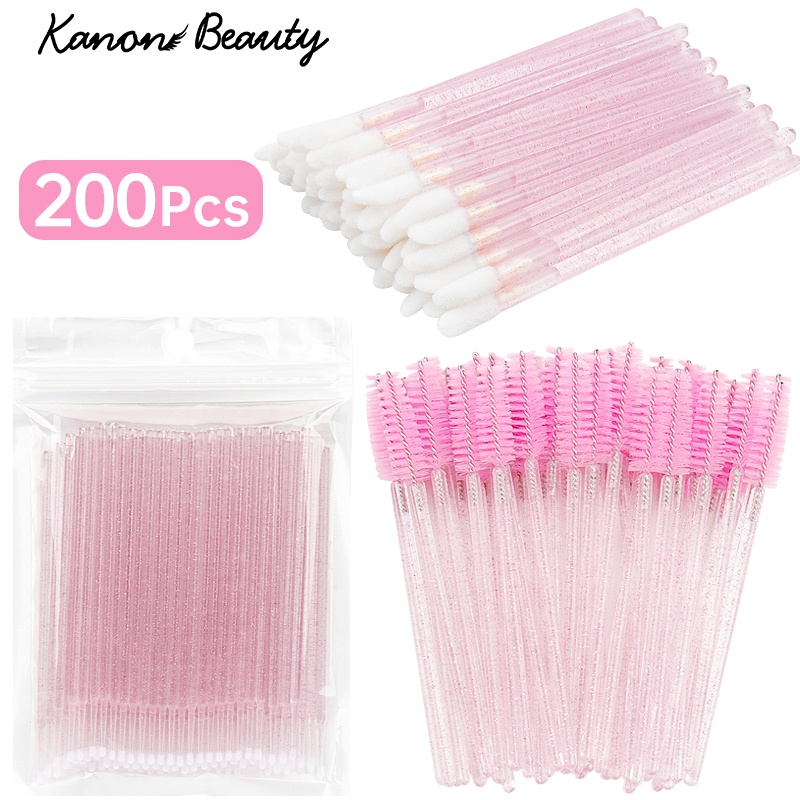 200 Pcs Disposable Crystal Makeup Brushes Tool Set Eyelash Lip ...