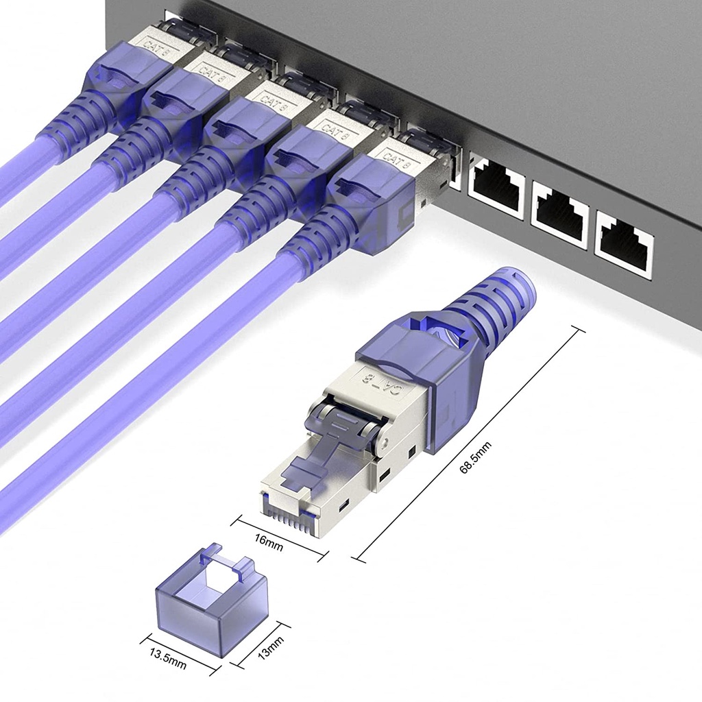 ZoeRax RJ45 CAT8 Cat7 CAT6A Connector Tool-Free, ZoeRax Toolless RJ45 ...