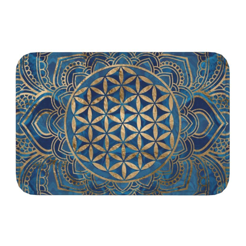 Flower of Life Lotus Mandala Rug Front Door Mat Anti-Slip Waterproof ...